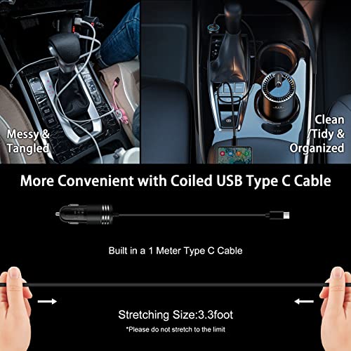 Super Fast USB C Car Charger 60W for Samsung Galaxy S23 Ultra S23+ S23 A14 5G A13 A53 S22 S21 A54 A34 S20 Z Fold4 Flip4 A03s F04,iPhone,Google Pixel 7,3ft Type C Cable,Android Phone Automobile Adapter