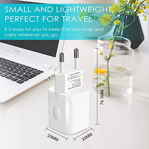 European Travel Plug Adapter Charger for iPhone Samsung Android Phone,International Power Adaptor with 2 Charger Port USB, EU Wall Charging Block Brick Plug in Europe Germany Outlets Power Strip