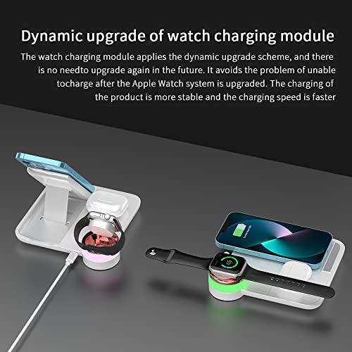 Wireless Charger, RUI MAI LAI 3 in 1 Foldable Fast Charging Station Compatible Apple Watch & AirPods, iPhone 13/12/11(Pro & Pro Max)/X/XS/XS, Qi-Enabled Android Phone(with QC3.0 Adapter)
