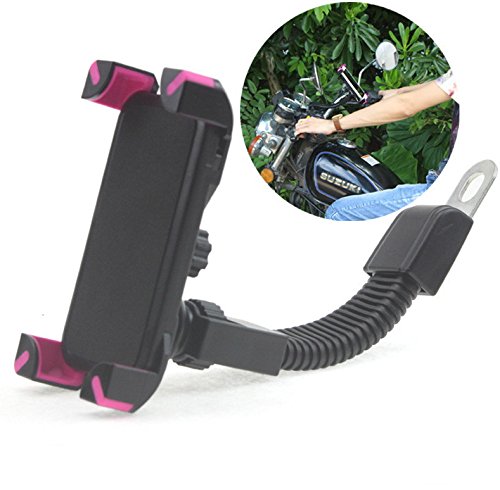 Motorcycle Electric Bicycle Cellphone GPS Mount Holder Compatible with 4.0-7.0inch smartphones iPhone Samsung (Pink)