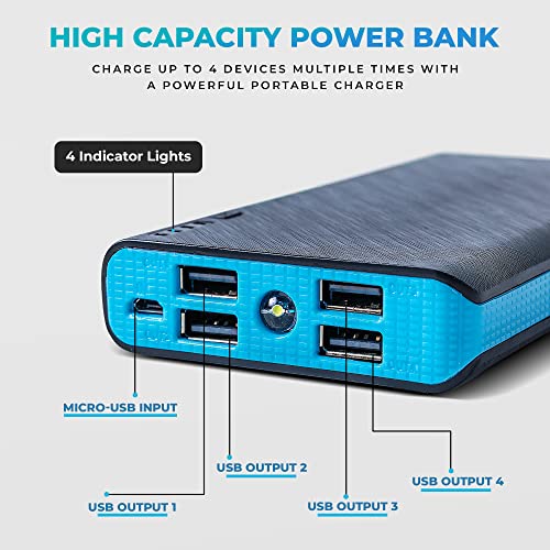 KaruSale 4 USB 50000mAh Power Bank LED External Backup Battery Charger F Phone (Blue)