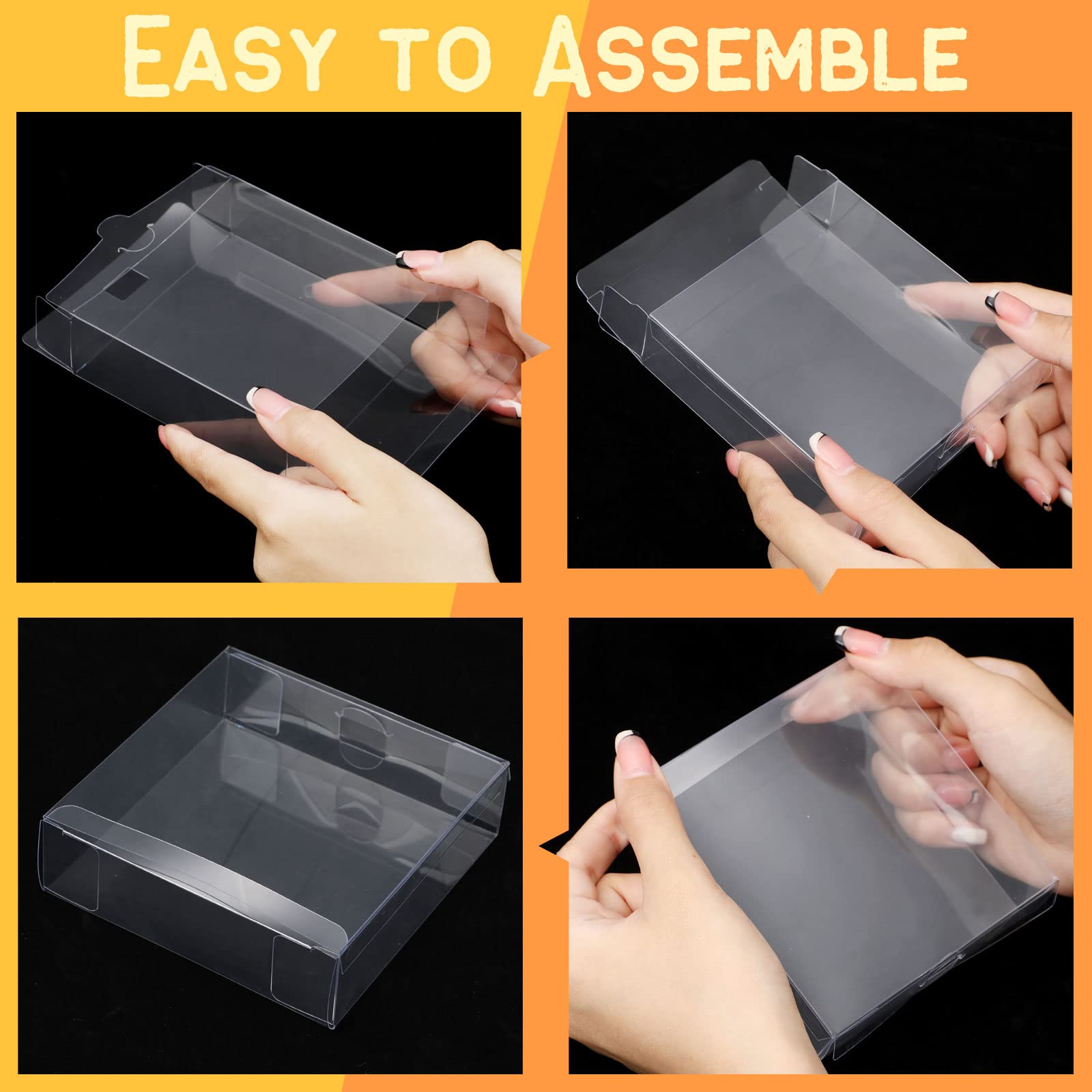 100 Pack Clear Boxes for Favors Plastic Clear Gift Box Transparent Clear Treat Boxes Candy Boxes Clear Cookie Boxes for Wedding Party Baby Shower Birthday Halloween Christmas (4 x 4 x 1.2 Inch)