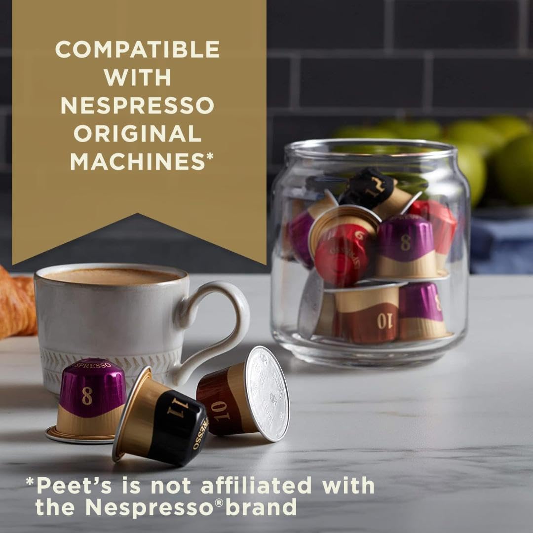 Peet's Coffee, Medium Roast Espresso Capsules Compatible with Nespresso Original Machine, Crema Scura Intensity 9, 50 Count (5 Boxes of 10 Espresso Pods)