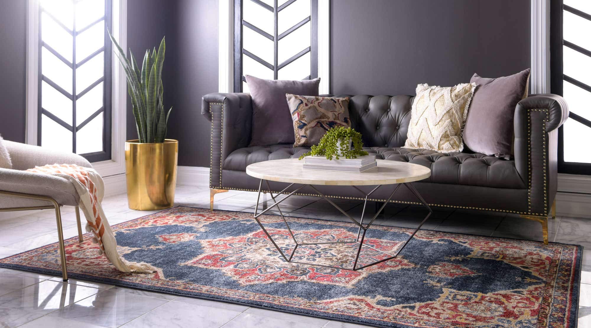 Unique Loom Utopia Collection Traditional Classic Vintage Inspired Area Rug with Warm Hues, 2 ft 2 in x 3 ft, Navy Blue/Burgundy