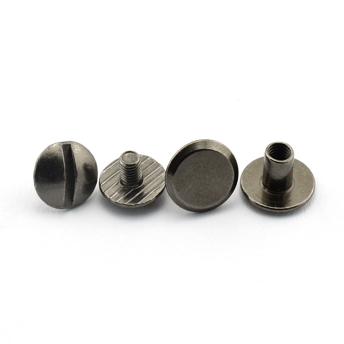 LQ Industrial 15 Sets Chicago Screw Round Slotted Head Carbon Steel Binding Screws Rivet Book Binding DIY Leather Craft Assembly Bolt 1/4" Black