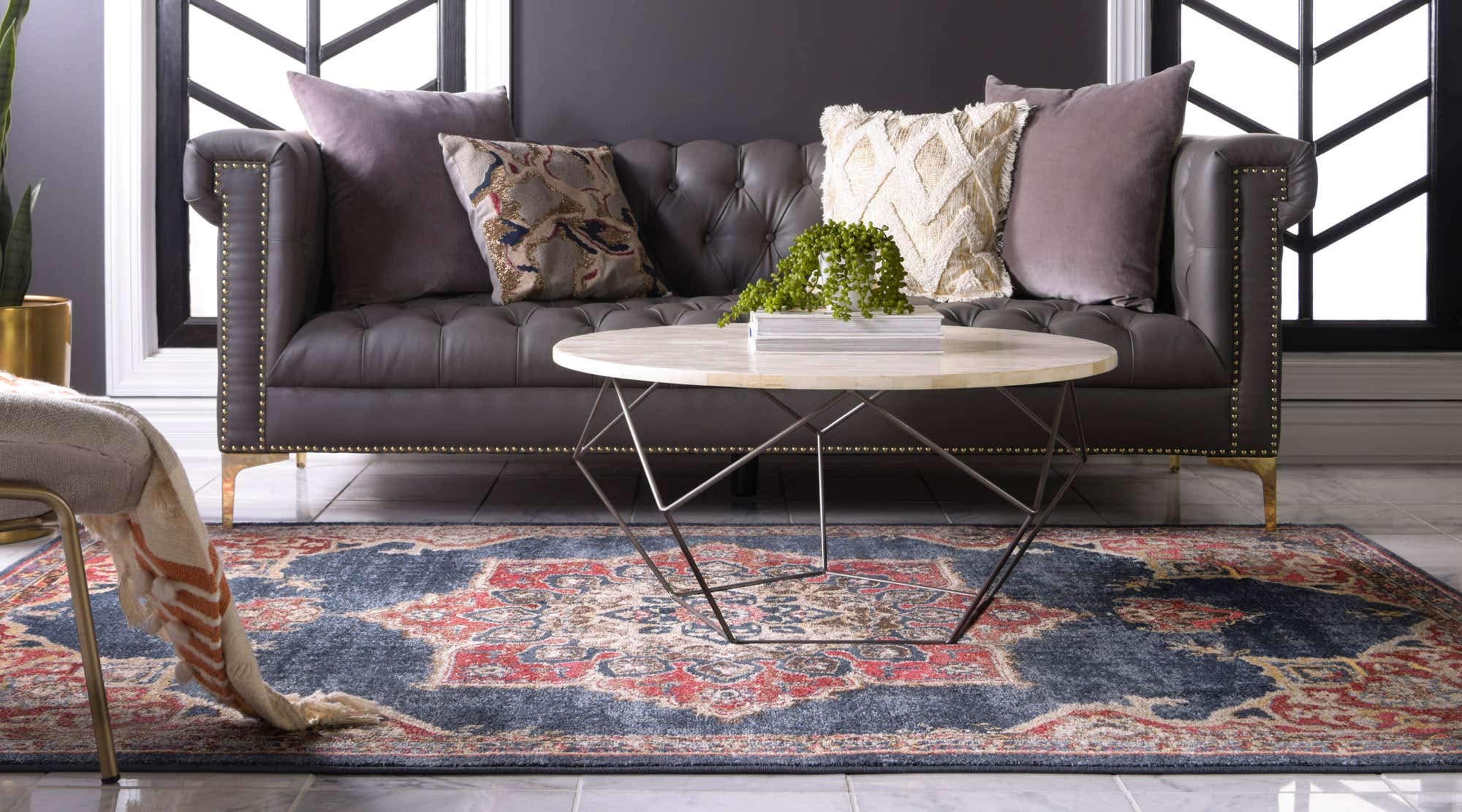 Unique Loom Utopia Collection Traditional Classic Vintage Inspired Area Rug with Warm Hues, 2 ft 2 in x 3 ft, Navy Blue/Burgundy