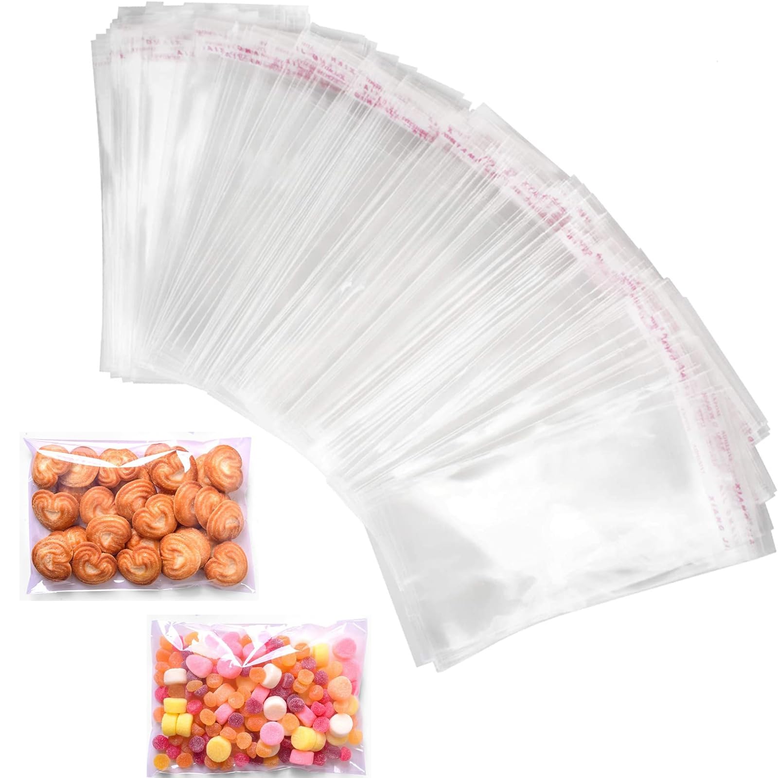 400Pcs Cellophane Bags Clear Plastic Self Adhesive Bags 3.5 x 5.5 inch, OPP Bag Small Clear Resealable Cello Bags for Cookies, Cellophane Bags Small for Bakery Candle Soap Prints Card (9 * 17CM)