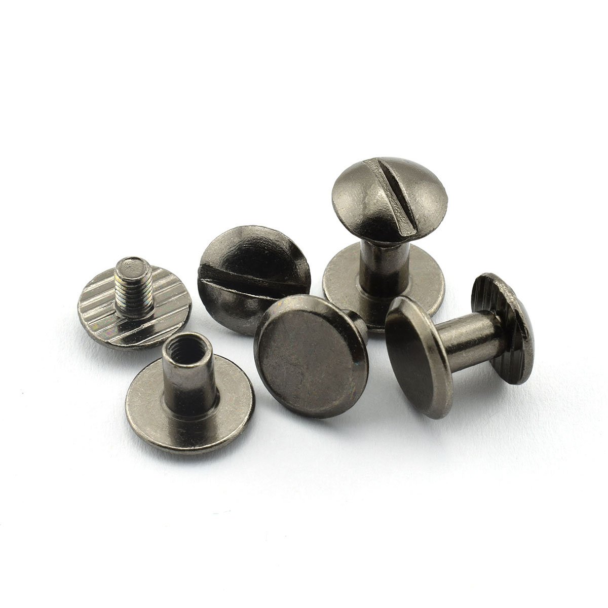 LQ Industrial 15 Sets Chicago Screw Round Slotted Head Carbon Steel Binding Screws Rivet Book Binding DIY Leather Craft Assembly Bolt 1/4" Black