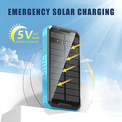 Solar Charger Power Bank 30000mAh, PD 20W Solar Phone Charger QC3.0 Fast Charging, 10W Wireless Charging, LED Flashlight Waterproof, Outdoor Solar Powerbank Portable Charger for iPhone Android