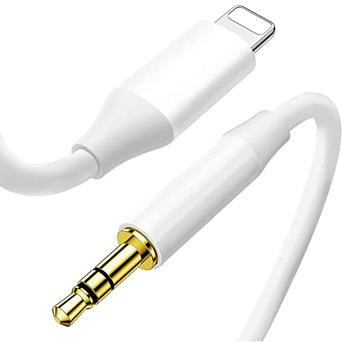 Muerkai Aux Cord for iPhone,3.5mm Aux Cable for Car Compatible with iPhone 14/13/12/11/Pro/Max/SE/10/XS/XR/X/8/7/6/iPad/Plus for Car Home Stereo,Speaker,Headphone,3.3ft (White)