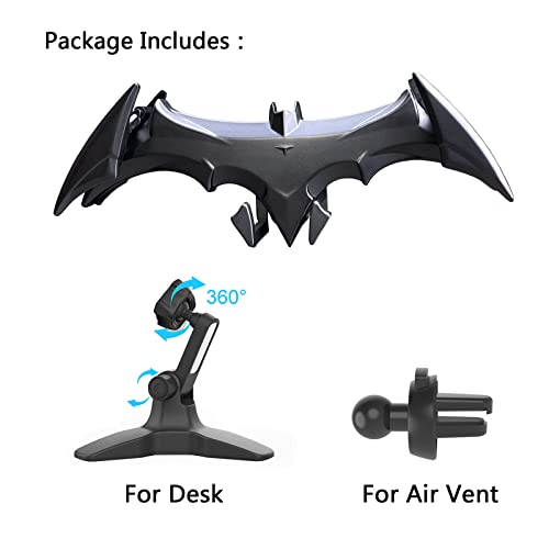 livin Bat Phone Stand Holder for Desk, Cell Phone Holder for Men Gifts Car Gift for Him Bat Decorations Collectibles for Room,Gravity Automatic Locking Hands Free Compatible with All Mobile Phone