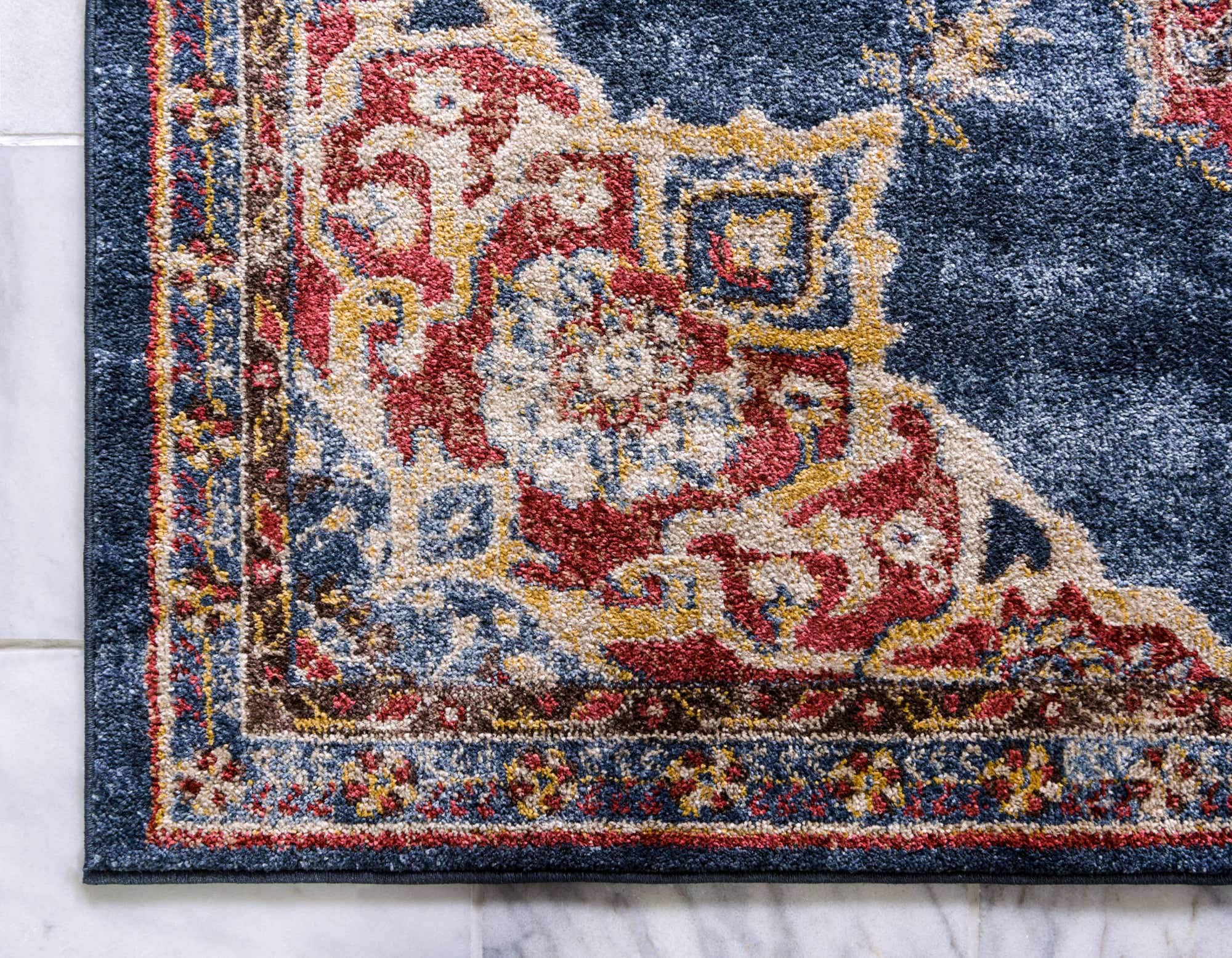 Unique Loom Utopia Collection Traditional Classic Vintage Inspired Area Rug with Warm Hues, 2 ft 2 in x 3 ft, Navy Blue/Burgundy