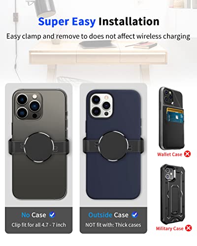 CHEEDAY Metal Phone Clamp for Magnetic Car Mount, [Clip & Remove at Anytime] Durable Metal Phone Clip for Most Magnet Phone Holder Compatible with iPhone 12 13 14 Pro Max, Samsung and More, Black