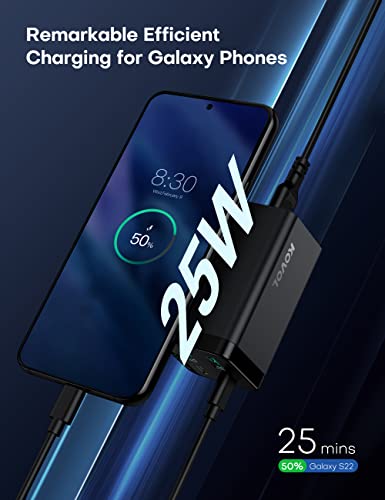 USB C Charger, KOVOL 65W 4-Port PD GaN III Desktop Charger USB C Charging Station with Dual USB C+Dual USB A Ports PPS 25W Super Fast Charging for Galaxy, iPhone, iPad Air/Pro, MacBook Pro/Air, Laptop