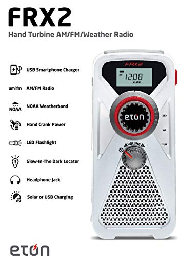 Eton American Red Cross FRX2 Hand Turbine AM/FM/NOAA Weather Radio with USB Smartphone Charger and LED Flashlight