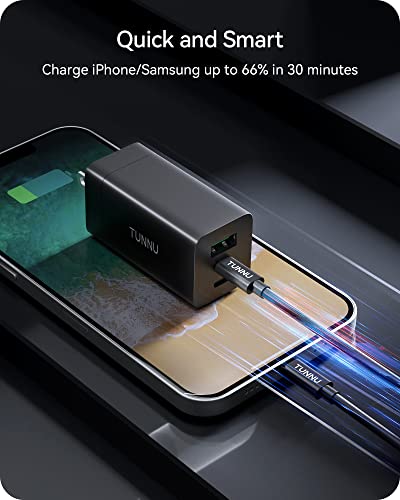65W USB C Charger: TUNNU GaN Charger - USB C Charger Block - Type C Wall Charger - Foldable Multi USB C Charger for MacBook Pro/Air iPad Pro Galaxy S20/S10 Dell XPS 13 Note 20/10+ iPhone 13/Pro Pixel