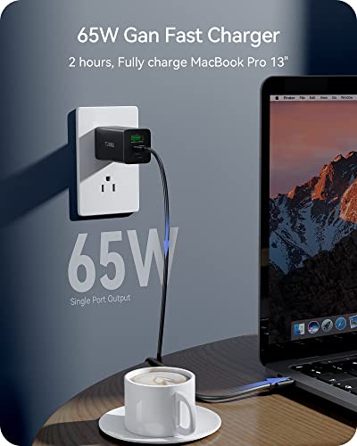 65W USB C Charger: TUNNU GaN Charger - USB C Charger Block - Type C Wall Charger - Foldable Multi USB C Charger for MacBook Pro/Air iPad Pro Galaxy S20/S10 Dell XPS 13 Note 20/10+ iPhone 13/Pro Pixel