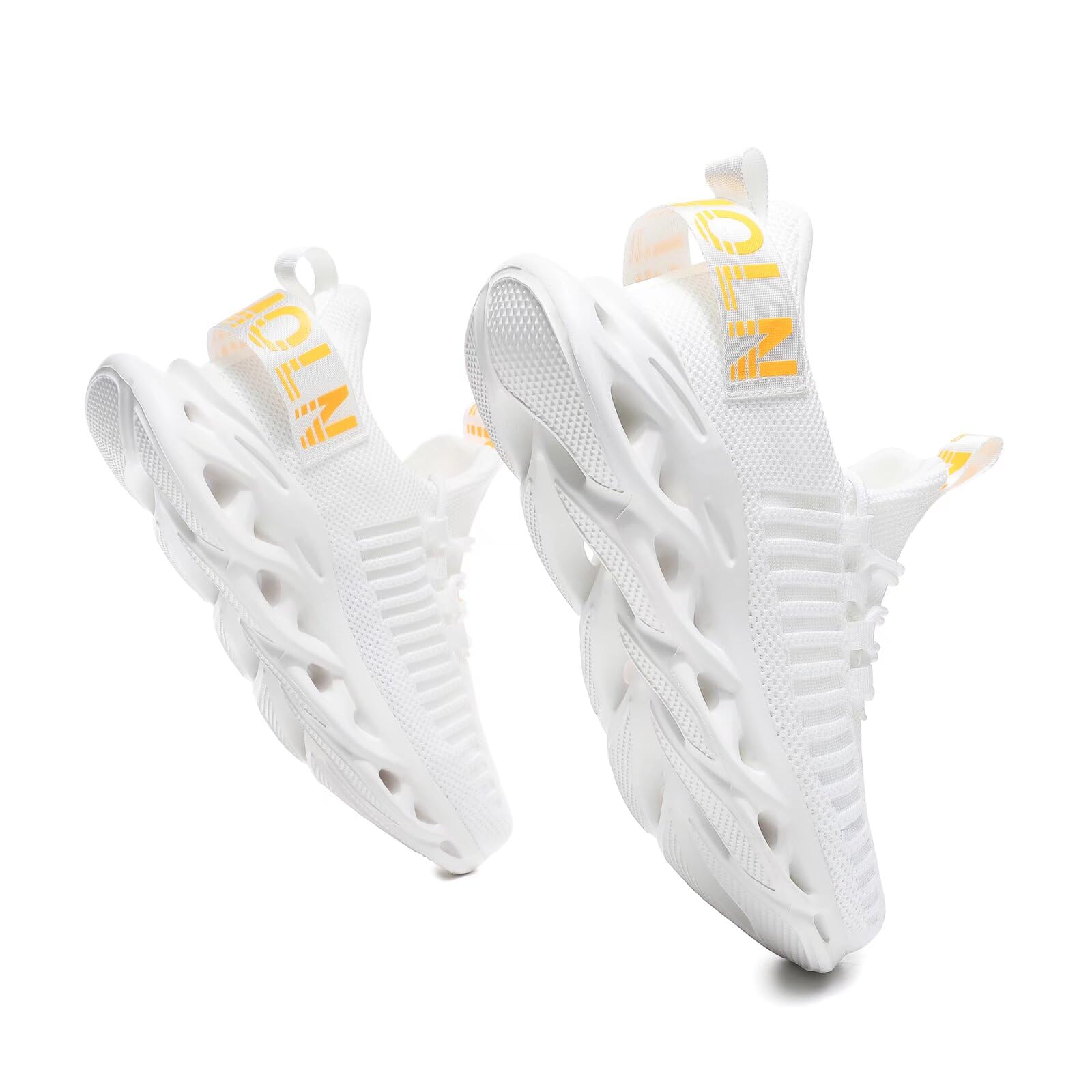 GSLMOLN Spring Summer Running Shoes Fashion Mesh Ultra Lightweight Sport Gym Sneaker Mens Slip-On Casual Shoes for Walking White Size 10.5