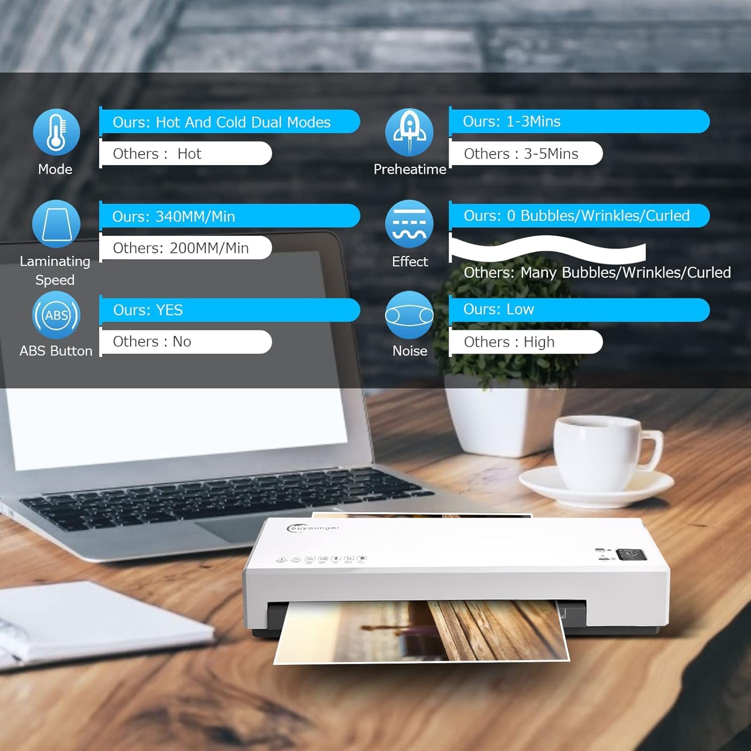 Laminator, 4 in 1 Laminator Machine with 40 Laminating Sheets, A4 Laminating Machine Hot and Cold with Paper Trimmer and Corner Rounder, 9 Inches Personal Thermal Laminator for Home School Office