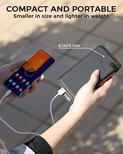 Solar Charger 26800mAh Power Bank, FEELLE 3 Outputs USB-C Portable Charger with 4 Foldable Solar Panels External Battery Pack for Cell Phone iPhone Camping Outdoor