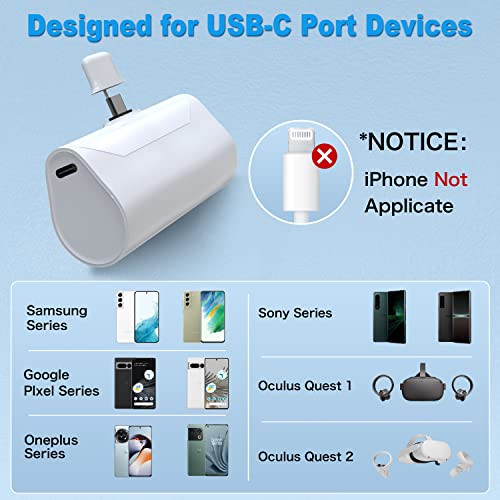 NiUB5 Portable Power Bank - 4800mAh Mini Portable Charger, USB-C Small Battery Pack Charger Compatible with Samsung Galaxy Android Phones