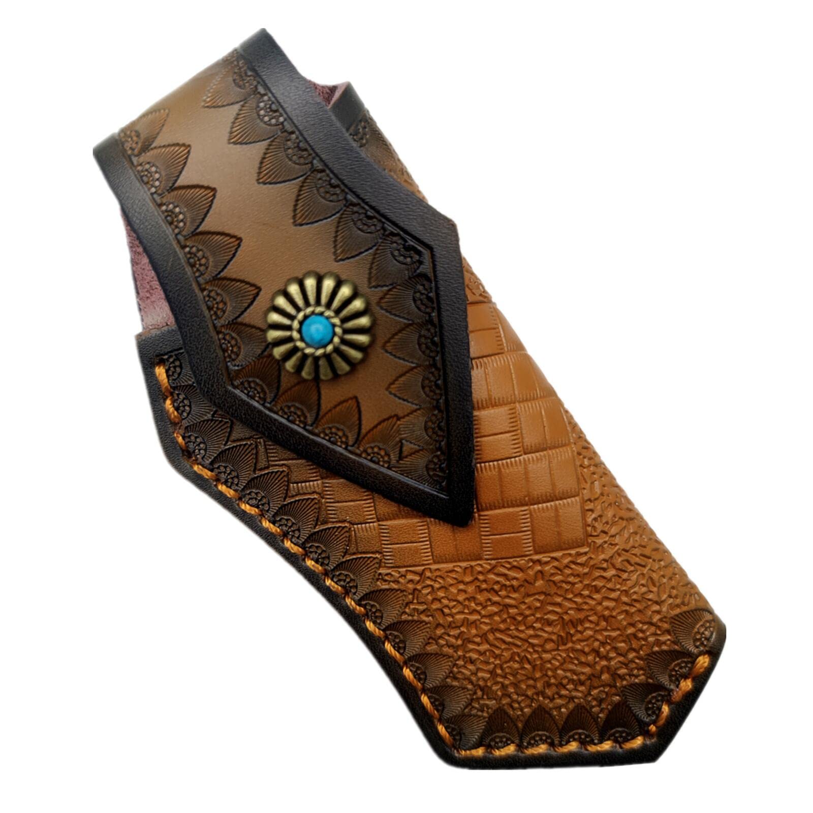 Pocket Knife Sheath,Leather Folding Knife Holder for 4.25''-5'' Knives,Knife Pouch for Buck 110,Leather Snap Knife Case,Knife Holster Belt Loop,EDC Knife Pouch Brown COHOMELARS
