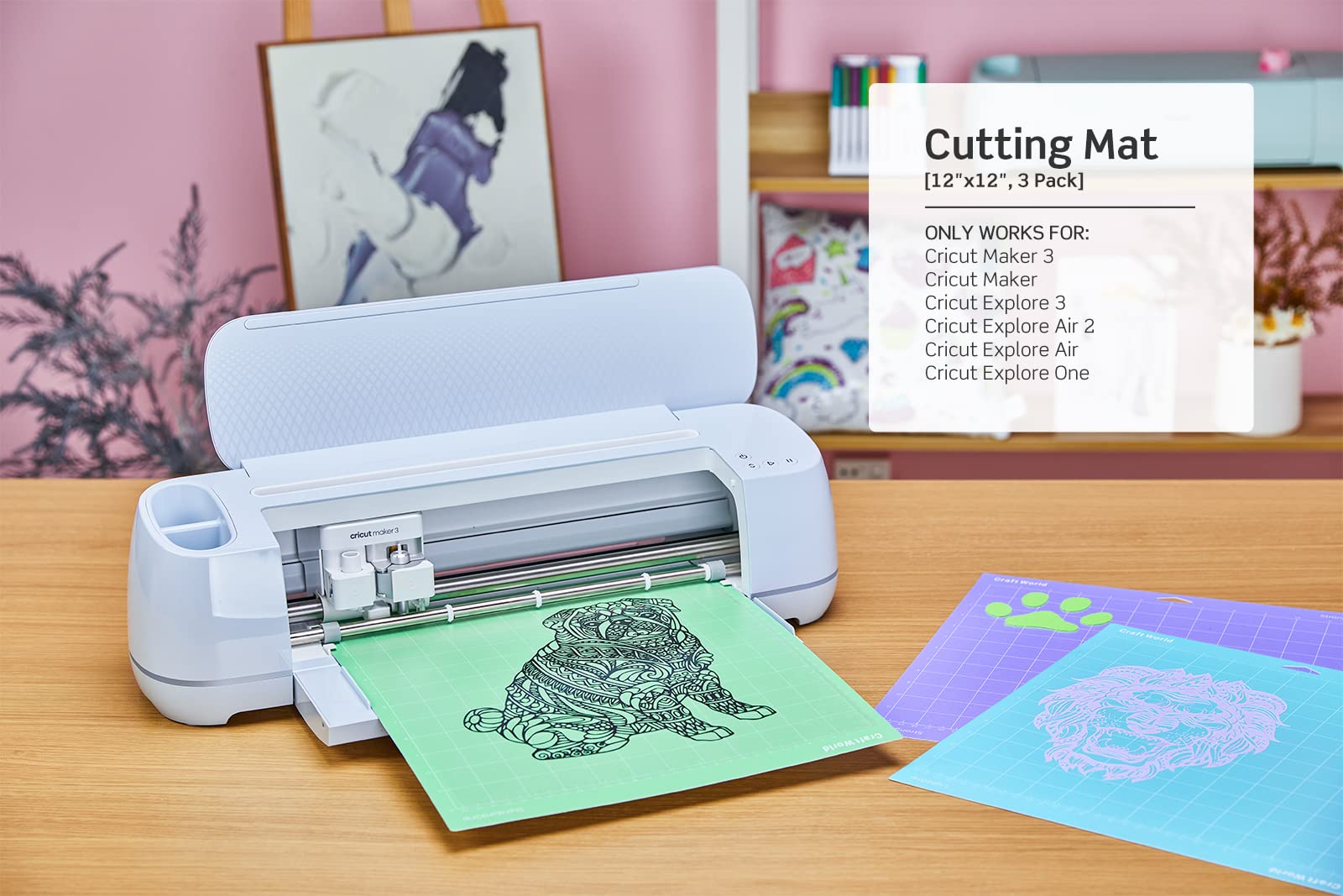 Craft World 3 Pieces Standardgrip Cutting Mats 12x12 for Cricut Maker 3/Maker/Explore 3/Air 2/Air/One, Sturdy Cutting Mats for Crafts