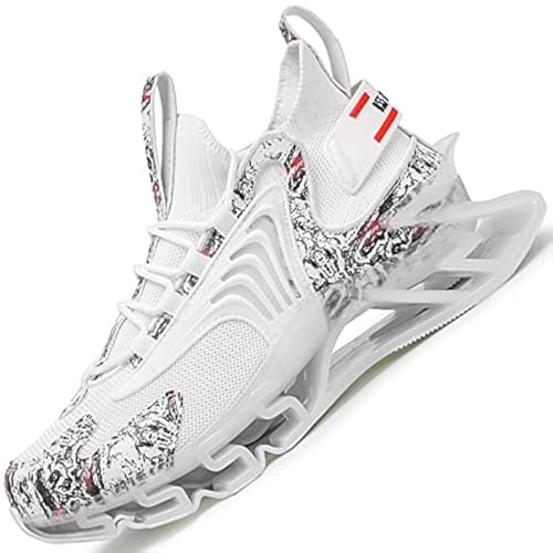 GJUYC Sneakers Shoes for Men Running Shoe Mens Trail Air Fashion Sport Man Athletic Men's Basketball Walking Casual Hiking Male White Size 10.5 Runner Breathable