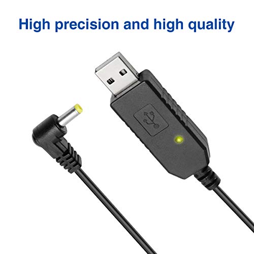 Baofeng 2.5mm USB Charger Cable with Indicator Light for BaoFeng UV-5R UV-82 BF-F8HP UV-82HP UV-5X3 UV-5RE 3800mAh Battery UV-S9/9S Two Way Radio(2 Pack)