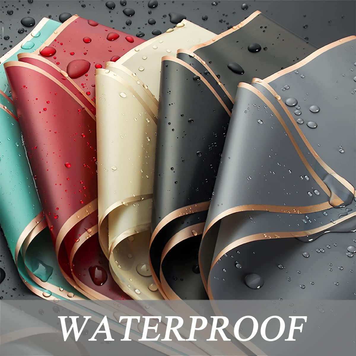 DecorGarden 60 Sheets Gold Edge Fresh Flower Wrapping Paper, Waterproof Flower Bouquet Wrapping Paper, DIY Crafts, Gift Packaging, 22.8 * 22.8 Inches, (Champagne, 60PCS)