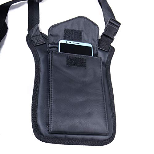 HFU Anti-Theft Hidden Underarm Strap Wallet Holster Bag Leisure Nylon Adjustable Double Shoulder Concealed Pocket Sport Outdoors (956# Black)