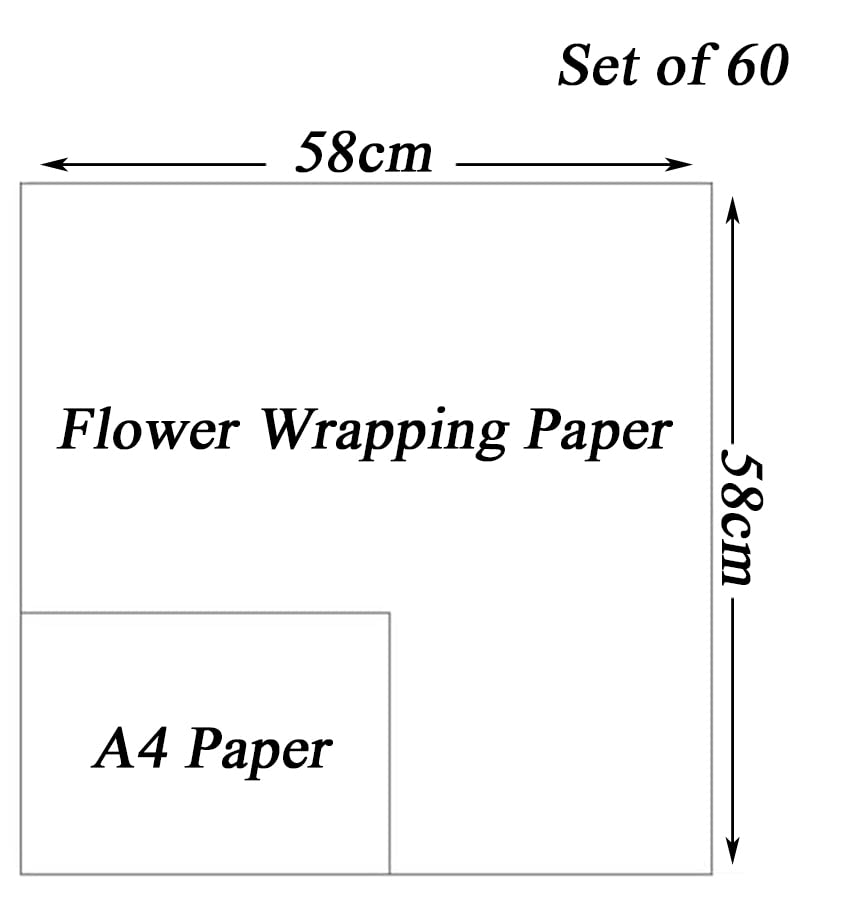 DecorGarden 60 Sheets Gold Edge Fresh Flower Wrapping Paper, Waterproof Flower Bouquet Wrapping Paper, DIY Crafts, Gift Packaging, 22.8 * 22.8 Inches, (Champagne, 60PCS)