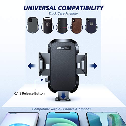 DesertWest [Original Mechanical Arm] Phone Mount for Car Dashboard & Windshield Universal Car Phone Holder with Strong Suction Cup Base Fit for iPhone 14 Pro Max 13 12X XS, Galaxy S23 S22 All Phones