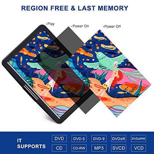 NAVISKAUTO 17.9" Portable DVD Player with 15.6'' Large Screen Free Carry Bag Rechargeable Battery Support HDMI Input, 1080P Video, MP4, Sync Screen, Last Memory, AV in & Out, Region Free, USB
