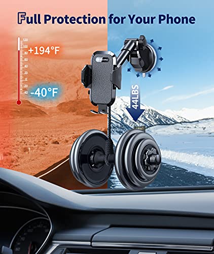 DesertWest [Original Mechanical Arm] Phone Mount for Car Dashboard & Windshield Universal Car Phone Holder with Strong Suction Cup Base Fit for iPhone 14 Pro Max 13 12X XS, Galaxy S23 S22 All Phones