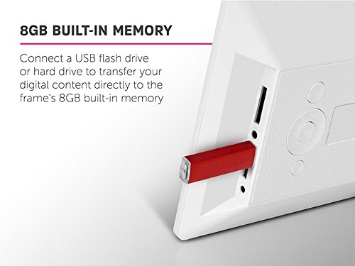 Aluratek 8 Inch WiFi Digital Photo Frame with Touchscreen IPS LCD Display and 8GB Built-in Memory,White