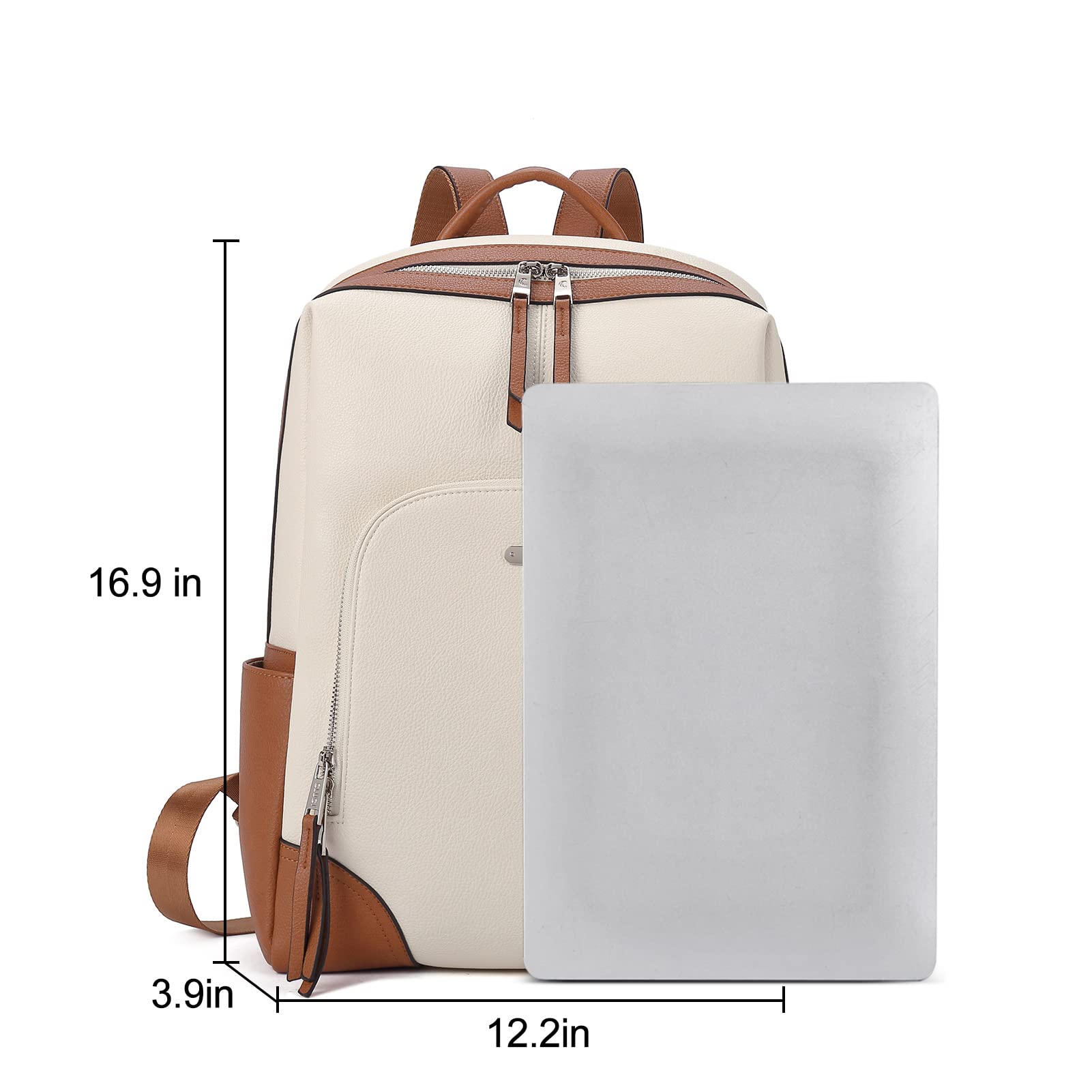 CLUCI Womens Laptop Backpack Leather 15.7 Inch Computer Backpack College Travel Vintage Daypack