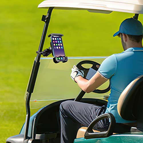 Roykaw Golf Cart Phone Mount Holder for iPhone/Galaxy/Google Pixel/Motorola & GPS SkyCaddie SX400, SX500 - Fit for EZGO, Club Car, Yamaha, ICON, Advanced EV, Upgrade Quick Release & One-Touch Lock