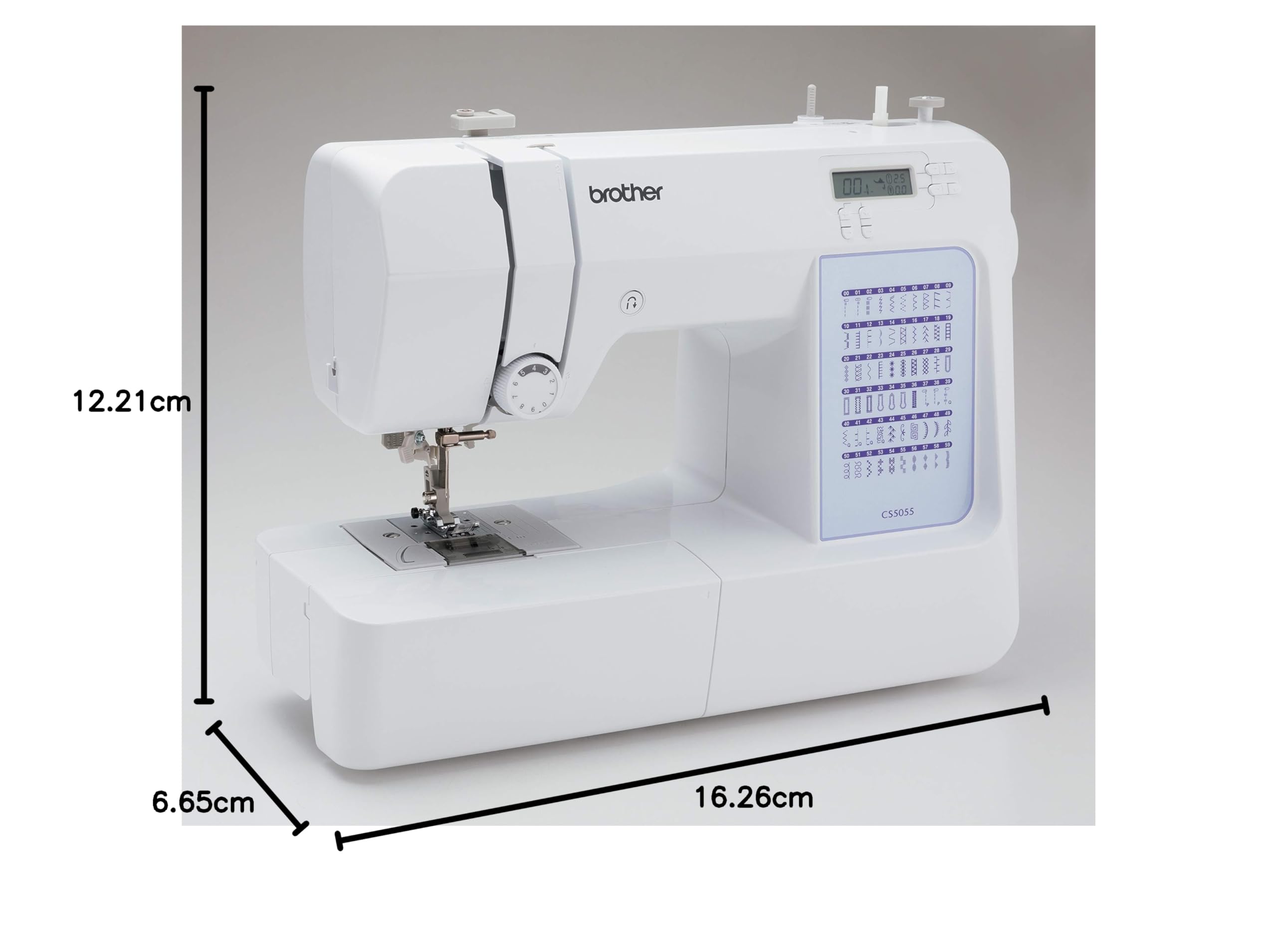 Brother CS5055 Computerized Sewing Machine, 60 Built-in Stitches, LCD Display, 7 Included Feet, White