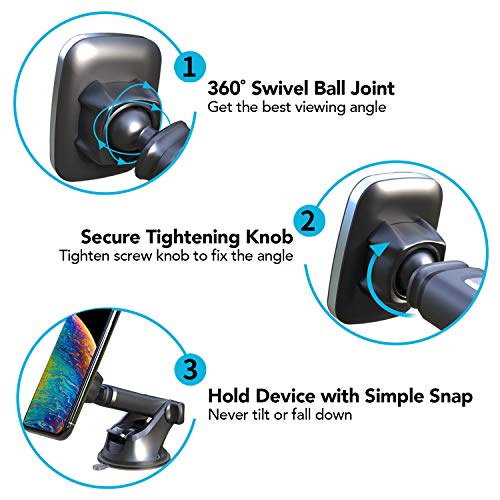 Car Phone Mount Magnetic,APPS2Car Dashboard,Windshield and Air Vent Mount,Phone Holder for Car,Universal Magnetic Phone Car Mount with Powerful Suction Cup,Built-in Strong 6 Magnets for all CellPhones