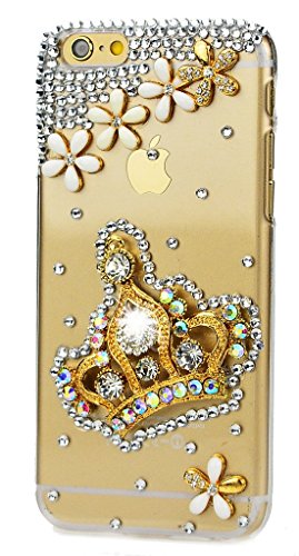 STENES iPod Touch (6th Generation) Case - Luxurious Crystal 3D Handmade Sparkle Diamond Rhinestone Clear Cover With Retro Bowknot Anti Dust Plug - Big Crown Flowers/Clear