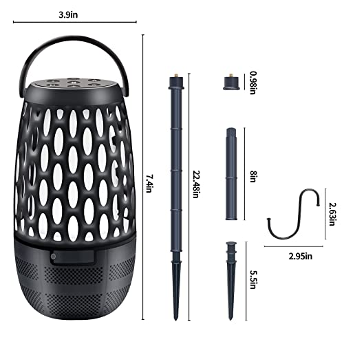 Vanten 2 Packs 10W Outdoor Bluetooth Speakers, Bluetooth 5.3 Led Flame Speaker, Sync up to 100 Wireless Portable Speaker with Stake and Hook, IPX6 Waterproof Bluetooth Speakers for Home Patio Party