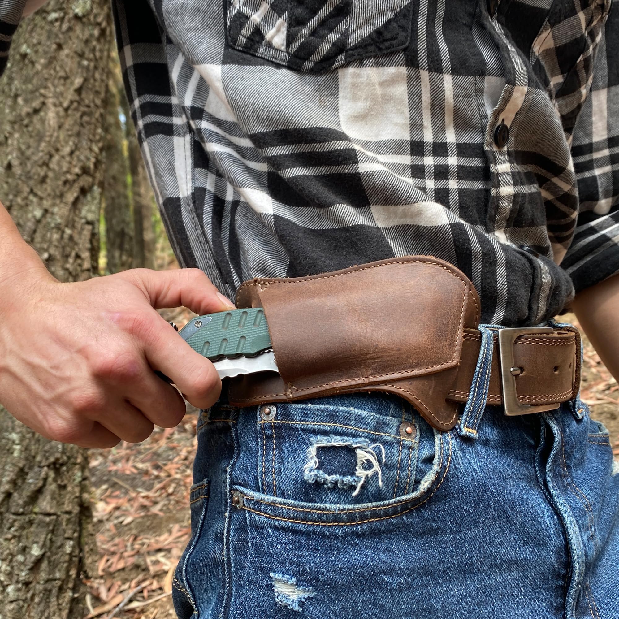 Hide & Drink, Horizontal Holster Compatible with Swiss Champ Victorinox Army Knife, Tool Case for Belt, Full Grain Leather, Handmade, Bourbon Brown