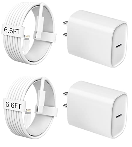 Fast Charger iPhone, [Apple MFi Certified] iPhone Charger USB C 20W Phone Chargers Block with 6.6FT Lightning Charging Cord for iPhone 14,14 Pro,14 Pro Max,13 Pro Max,12 Pro Max,Mini,11 Pro Max,iPad