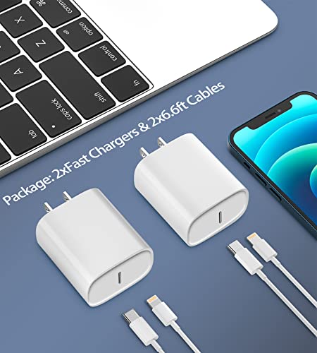 Fast Charger iPhone, [Apple MFi Certified] iPhone Charger USB C 20W Phone Chargers Block with 6.6FT Lightning Charging Cord for iPhone 14,14 Pro,14 Pro Max,13 Pro Max,12 Pro Max,Mini,11 Pro Max,iPad