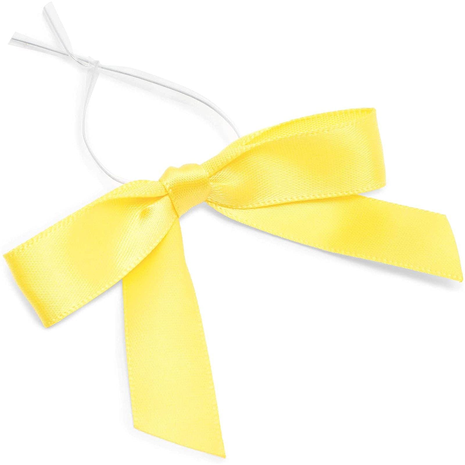 Yellow Satin Bow Twist Ties for Treat Bags (100 Pack)