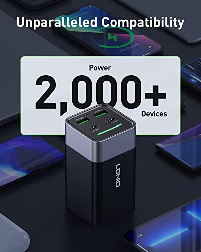 120W USB C Charger, LDNIO 4 Ports GaN III Fast Desktop Charger with 2 USB-C +2 USB-A, PD 100W Power Adapter for MacBook Pro/Air, iPad, iPhone 14/14 Pro Max/14 Plus, Galaxy 22/21, Steam Deck and More