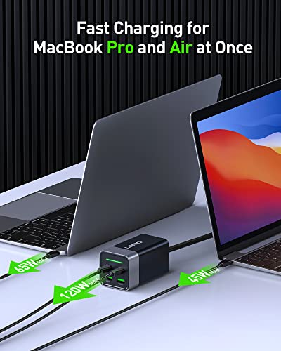 120W USB C Charger, LDNIO 4 Ports GaN III Fast Desktop Charger with 2 USB-C +2 USB-A, PD 100W Power Adapter for MacBook Pro/Air, iPad, iPhone 14/14 Pro Max/14 Plus, Galaxy 22/21, Steam Deck and More