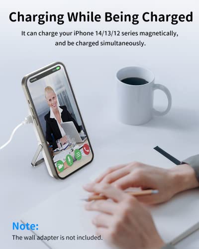 JoyGeek Magnetic Portable Charger, 10,000mAh Wireless Power Bank with FoldableĀ Stand, Mag Safe Battery Pack PD 20W Fast Charging with C-C Cable for iPhone 14/14 Pro/14 Pro Max/14 Plus & 13/12 Series