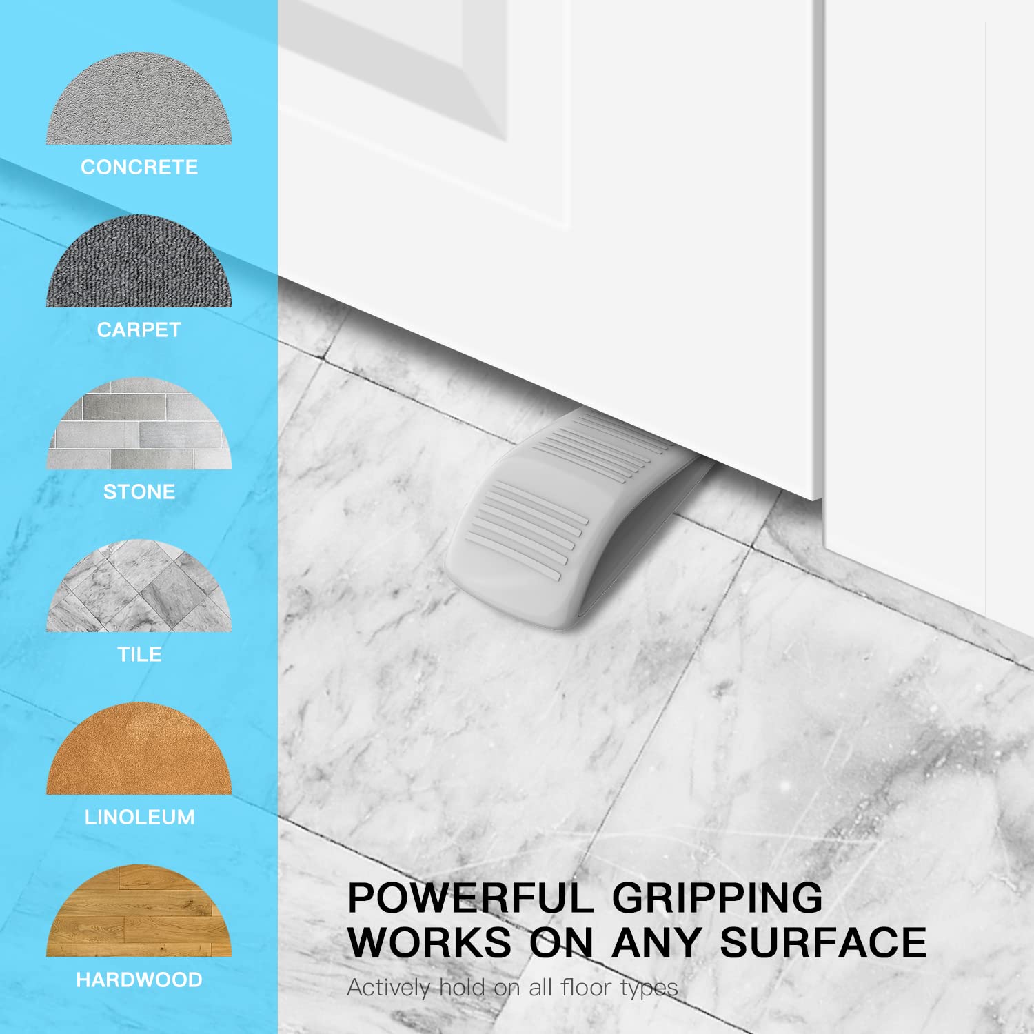 ADKALIV Door Stoppers for Floor Rubber Door Stop Wedge, Door Gaps and Prevent The Lock-Outs,Heavy Duty Door Stopper (1, Grey)